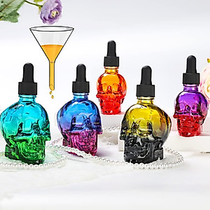 5PCS 1oz Skull Glass Dropper Bottles Refillable Bottles liquid bottling Dispensing bottle with Eye Dropper Pipettes for Essential Oils/Beauty Oil Mix, Aromatherapy Blends(5, 30ml)