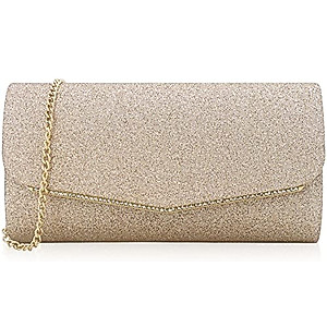 nodeber Glitter Sequin Envelope Clutch Purse Women Evening Bags Foldover Sparkling Party Handbags Champaign