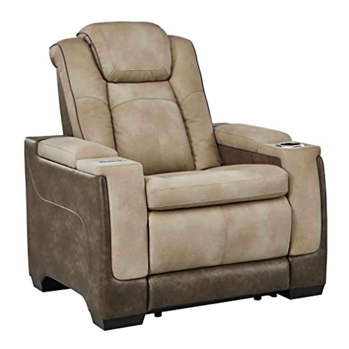 Signature Design by Ashley Next-Gen DuraPella Power Recliner with Adjustable Headrest, Sand & Next-Gen DuraPella Power Reclining Sofa with Adjustable Headrest, Sand