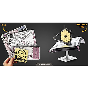 Fascinations Metal Earth James Webb Space Telescope 3D Metal Model Kit Bundle with Tweezers