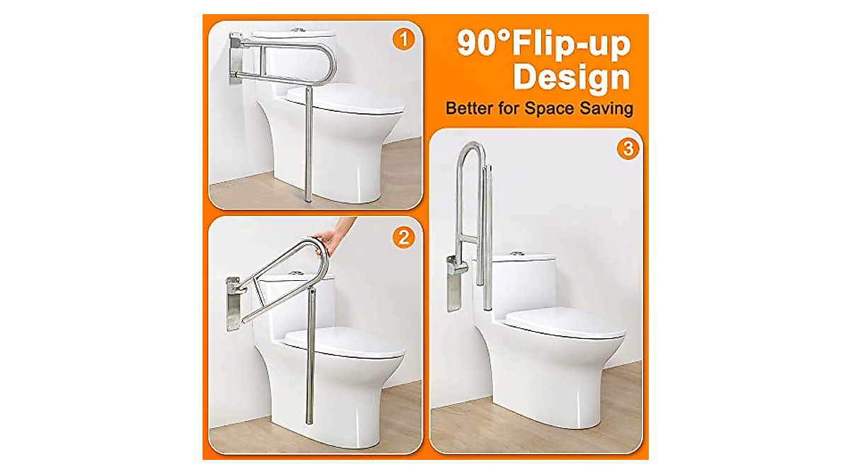 Flip Up Grab Bars for Elderly - Space-Saving Safety