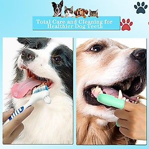 Souroyea Dog Tooth Brushing Kit - Equipped with a Pet Manual Teeth Cleaner, Cat Toothbrush Silicone Finger Wipes for Small & Large Dogs Supplies, Pet Teeth Cleaning Tools & Dental Care Accessories