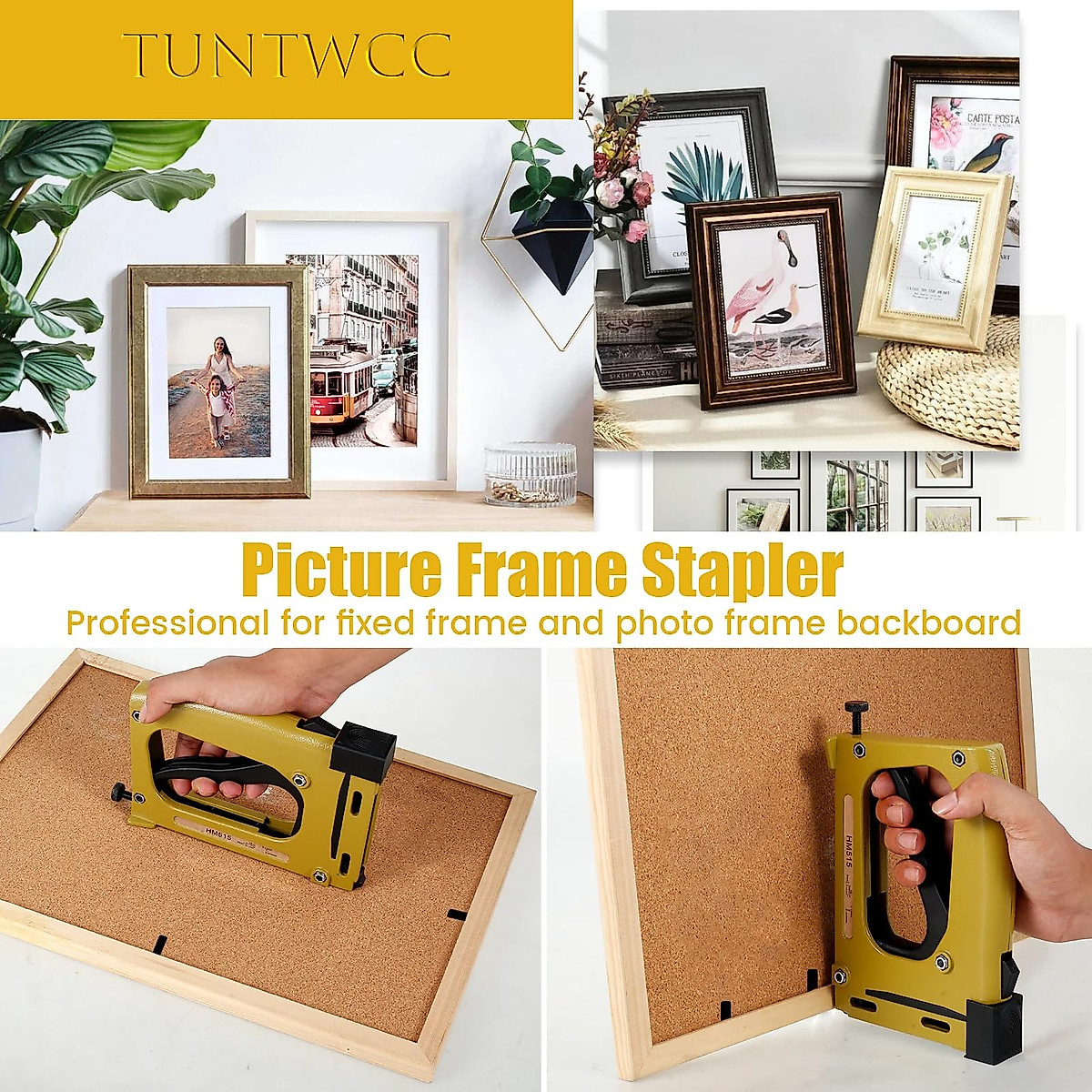 Tuntwcc Picture Frame Stapler with 2000 Refill Points, Point Drivers for Picture Framing Hand Frame Stapler Picture Framing Supplies for Artist Framing Paintings and Pictures