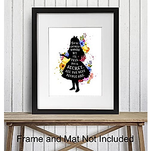 Alice Wonderland Decor, Gift decoration Poster - Cute Inspiration Wall Art - Floral Shabby chic Gift - Home Decor for Living room Home Office Girl Room Woman Bedroom - Family Wall Art UNFRAMED 8X10