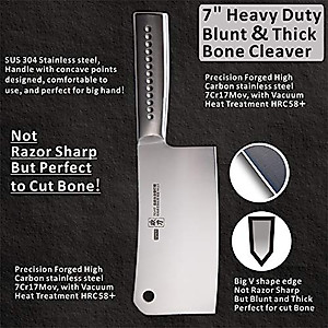 Cleaver Knife, MATTSTONE HILL 7 Inch Meat Cleaver, Heavy Duty Bone Chopper - 7Cr17Mov Carbon Steel Bone Cleaver, Butcher Knife