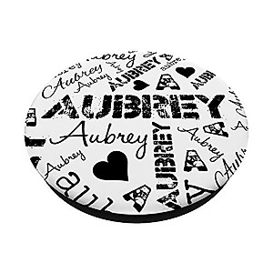 Aubrey Name Cool Black and White Scattered Pattern PopSockets PopGrip: Swappable Grip for Phones & Tablets