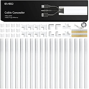 EVEO Cord Hider - 306” Cord Cover Wall Cable Hider, Cable Concealer, Wire Hiders for TV on Wall. Cable Management, Cord Hider Wall Cable Raceway Wire Covers for Cords -18X (L17 W0.95 H0.5) - White