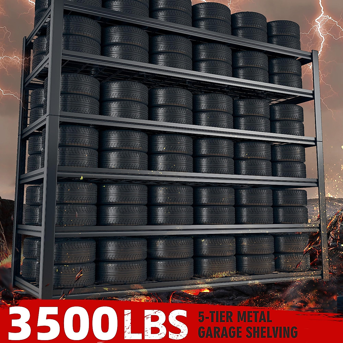 REIBII 84" H Garage Shelving, 6-Tier Garage Storage Shelves Heavy Duty Shelving Loads 3500LBS, 48" W Adjustable Garage Shelves Metal Shelving Storage Shelf Industrial Shelving 84" H x 48" W x 20" D