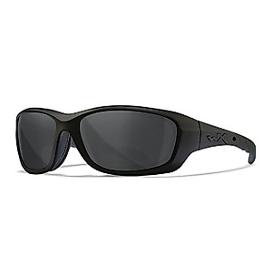 Wiley X WX Gravity Sunglasses, Safety Glasses for Men and Women, UV Eye Protection for Shooting, Fishing, Biking, and Extreme Sports, Matte Black Frames, Smoke Grey Tinted Lenses