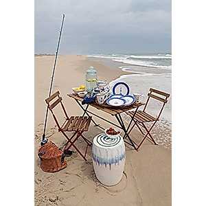 Euro Ceramica Ahoy Collection Nautical Ceramic Coffee/Tea Mugs, 13.5oz, Set of 4, Assorted Designs, Blue & White