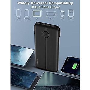 Upgraded Portable Charger, GiieeGii 10000mAh Power Bank Built in Cable, with Micro & Type-C 3 Kinds Cables and USB Output Port Cell Phone Battery Backup Compatible with iPhone Android Smartdevices