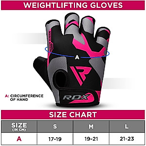 RDX Weight Lifting Gloves Women Fitness Workout, Anti Slip Padded Palm Grip Protection, Elasticated Breathable, Powerlifting Gym Bodybuilding Strength Training, Half Finger, Cycling Calisthenics