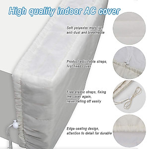 Luxiv Indoor Air Conditioner Cover, White Window Unit Cover Anti-Rust Adjustable Cover for Indoor Window AC with Free Elastic Straps (White, 24.5x17x2.5)