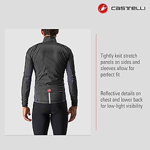 CASTELLI Men's Squadra Stretch Jacket, Windproof Zip Up Shell with High Collar for Road and Gravel Biking I Cycling - Light Black/Dark Gray - X-Large