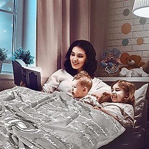 Jhomk I Love You Mom Gift Throw Blanket from Daughter or Son , Mom Birthday Gifts for Mom Unique, A Warm Hug Gift for Christmas, Mothers Day, Valentines Day - (65” x 50” Silver Grey, Fleece)