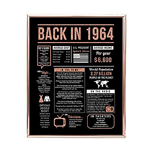 Katie Doodle Rose Gold 60th Birthday Decorations Party Supplies Anniversary Centerpiece Gifts for Women Turning 60 Years Old - Includes 8x10 Back in 1964 Print [Unframed], Rose Gold