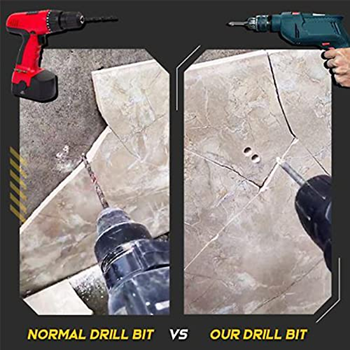 Meeyeet Efficient Universal Drilling Tool, Anti-Crack Tile Drilling Tool Set, Multifunctional Triangle Cross Alloy Drill Bit Set, Glass, Tile and Concrete Drill Bit (Set B)