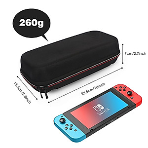 FYY for Nintendo Switch / Switch OLED Carrying Case - Portable Hard Shell Travel Carrying Case Pouch Bag with 30 Game Card Slots Zippered Pocket for Nintendo Switch Console & Accessories Black, Plus