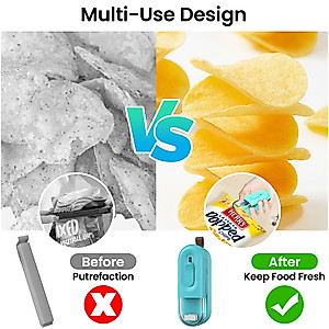 Mini Bag Sealer, Handheld Heat Vacuum Sealer, 2 in 1 Heat Sealer with Cutter and Lanyard for Chips Plastic Bags Food Storage and Snacks Keep Fresh Portable Re-sealer.