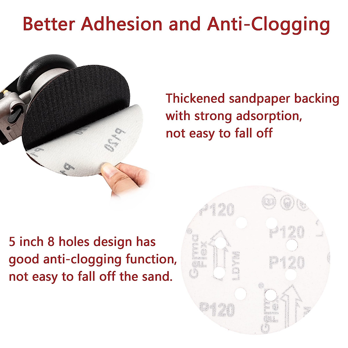 Akjwp 70PCS Sanding Discs 5 Inch 8 Holes and Loop Adhesive Sanding Discs Sandpaper for Random Orbital Sander 40/80/120/240/320/600/800 Grits…