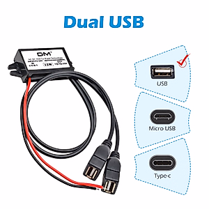 2-Pack 12V to 5V USB, Aideepen DC 12V 20V to 5V USB Adapter DC 12v to USB DC Buck Converter Module DC to DC Car Power Converter(Dual USB)