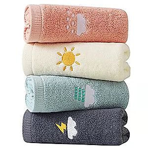Lchkrep Hand Towels 4 Set, 100% Cotton Bath Hand Towel for Bathroom, Face, Kitchen, Gym and Spa, Ultra Soft and Highly Absorbent Hand Towels for Bathroom, Size 14" x 29" (White Pink Blue Gray-4 Pack)