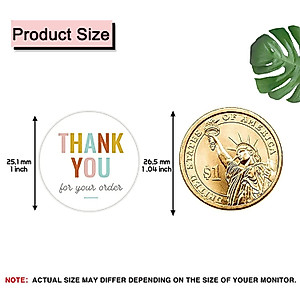 Monring 1000 Pieces 1x1 Inch Round Thank You Stickers for Small Business, Thank You for Your Order Stickers, Sealing Packaging for Small Business, Order, Decoration, Gifts, 2 Rolls with 1000 Labels
