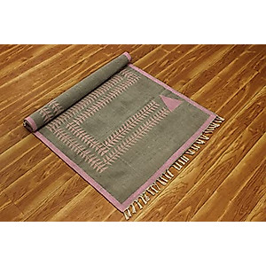 Casavani Hand Block Printed Area Rug Geometric Green & Pink Cotton Dhurrie Washable Kitchen Rugs with Tassels for Bedroom,Laundry,Living Room,Porch 4x6 5x8 2x3 Feet
