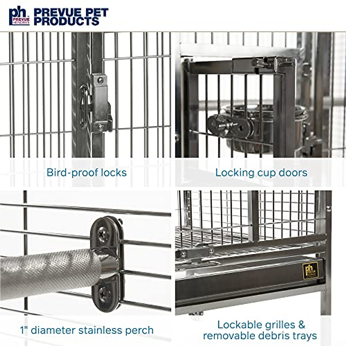 Prevue Pet Products Stainless Steel Play top Bird Cage, Stainless Steel, Medium