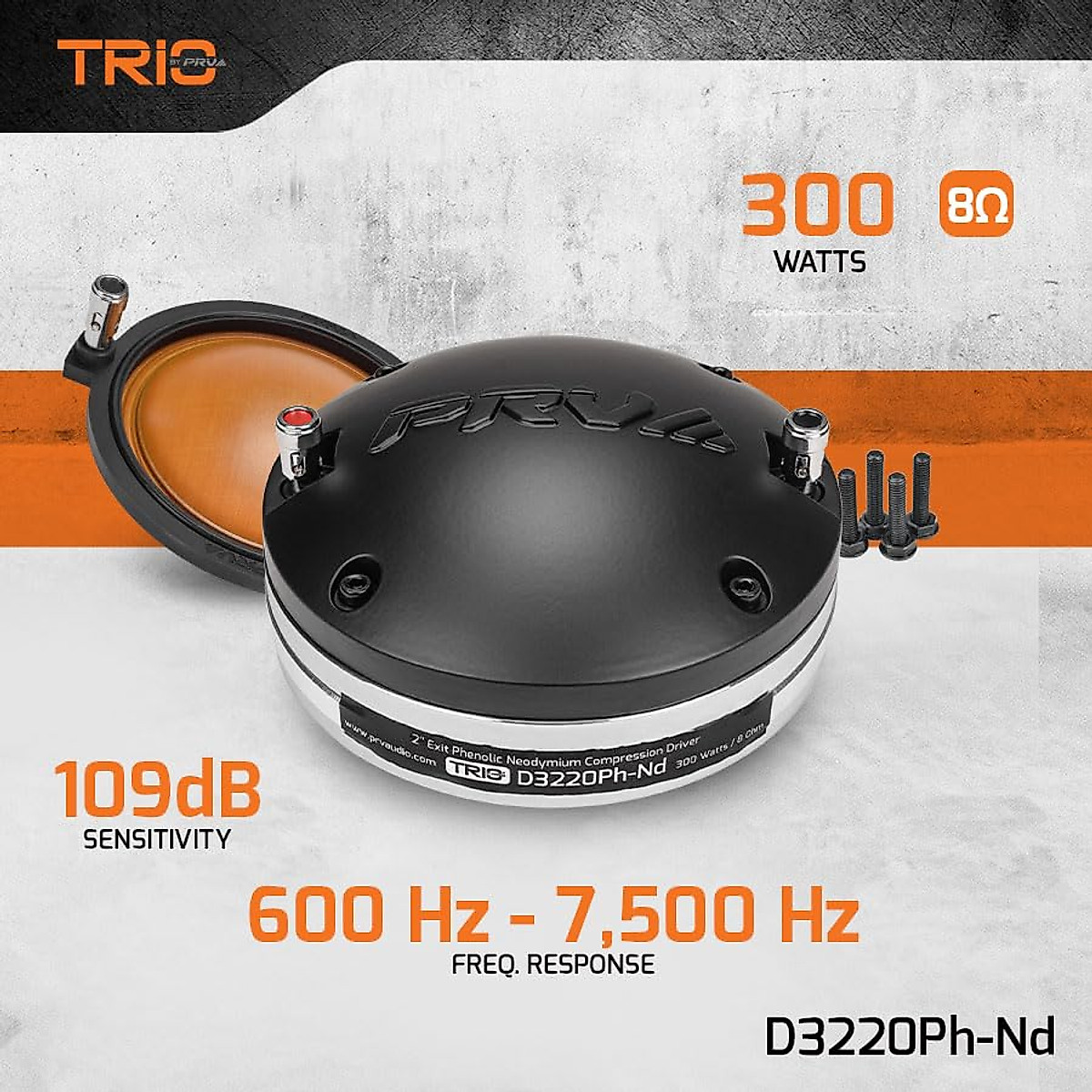PRV AUDIO Compression Driver D3220Ph-Nd 2 Inch Exit, 300 Watts, 8 Ohm, Phenolic Neodymium Pro Audio Compression Driver