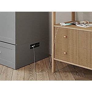 AFI, Hamilton Murphy Bed Chest with 6 inch Memory Foam Folding Mattress, Built-in Charging Station and Storage Drawer, Full, Grey