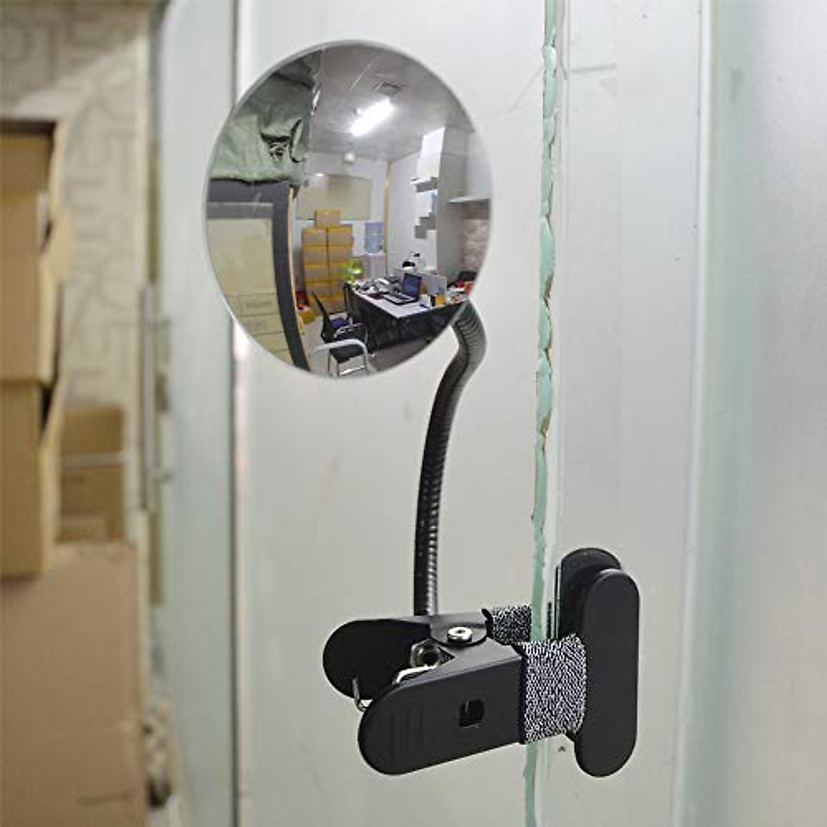 Ampper Clip On Security Mirror, Convex Cubicle Mirror for Personal Safety and Security Desk Rear View Monitors or Anywhere (3.35", Round)