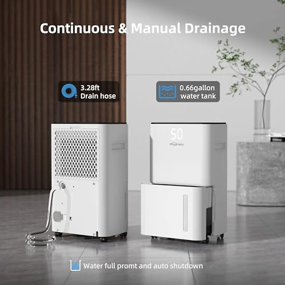HOGARLABS 2000 Sq Ft 30 Pint Dehumidifier for Home Basements Bathroom Bedroom, Dehumidifier with Drain Hose for Medium to Large Room, Intelligent Humidity Control Dehumidifier with Laundry Dry