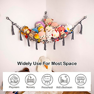 Xiaheshu Stuffed Animal Net or Hammock Hanging Net for Plush Toy Holder Squishmallow Net Toy Hammock for Stuffed Animals Storage Ideas Plushie Net Hammock Stuffy Animal Holder Organizer