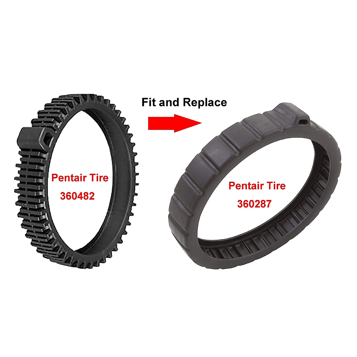 ATIE Pool Cleaner Tire Kit with Large Hump Replacement Compatible with Pentair Kreepy Krauly Rebel/Warrior Pool Cleaner V2 Tire Kit 360482 and Tire Kit 360287 (2 Pack)
