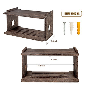 BEARUT 1 Projector & Router Wall Mount Floating Shelf, Traditional Style, Wooden, 14.8" x 7.1" x 9.4"