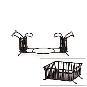 Gourmet Basics by Mikasa Band and Stripe Metal Hostess Flatware Napkin and Plate Tabletop Buffet Picnic Caddy
