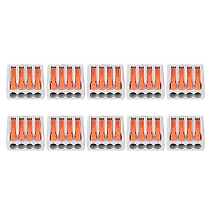 Wire Quick Connector,10pcs PCT-214 Wiring Connectors Terminal Blocks 4 Way Lighting Electrical Cable Fast Connection