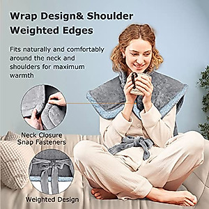Heating Pad for Back Pain Relief, 24"x33" Weighted Heating Pad for Neck and Shoulder, Neck Heating Pad Fast-Heating with 6 Settings, Auto Shut-Off Full Body Heating Pad, Gifts for Women-Washable