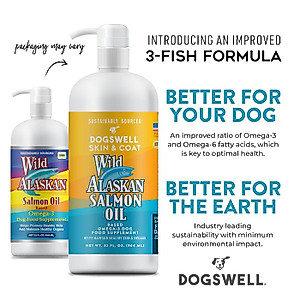 Wild Alaskan Dog Food Supplement, Salmon Oil, Omega-3, 32-Ounce Plastic Jar