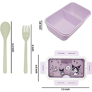 Holymid Kawaii Kumi Lunch Box, 1100 ML, Stackable Bento Container, 2 Compartments, Leakproof, BPA Free, Includes Utensils, Work Lunch Box