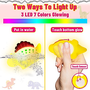 Vanmor 6 Packs Light Up Dinosaur Bath Toys for Toddlers, Floating Pool Bathtub Toys for Preschool Kids, Shower Water Baby Bath Sets for Child Infant Boy Girl in Bathroom Christmas Birthday Easter