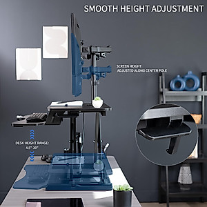 VIVO Height Adjustable 32 inch Standing Desk Converter with Dual 13 to 30 inch Monitor Stand, Sit Stand Monitor Mount and Desk Riser, Black, DESK-V000K-M2