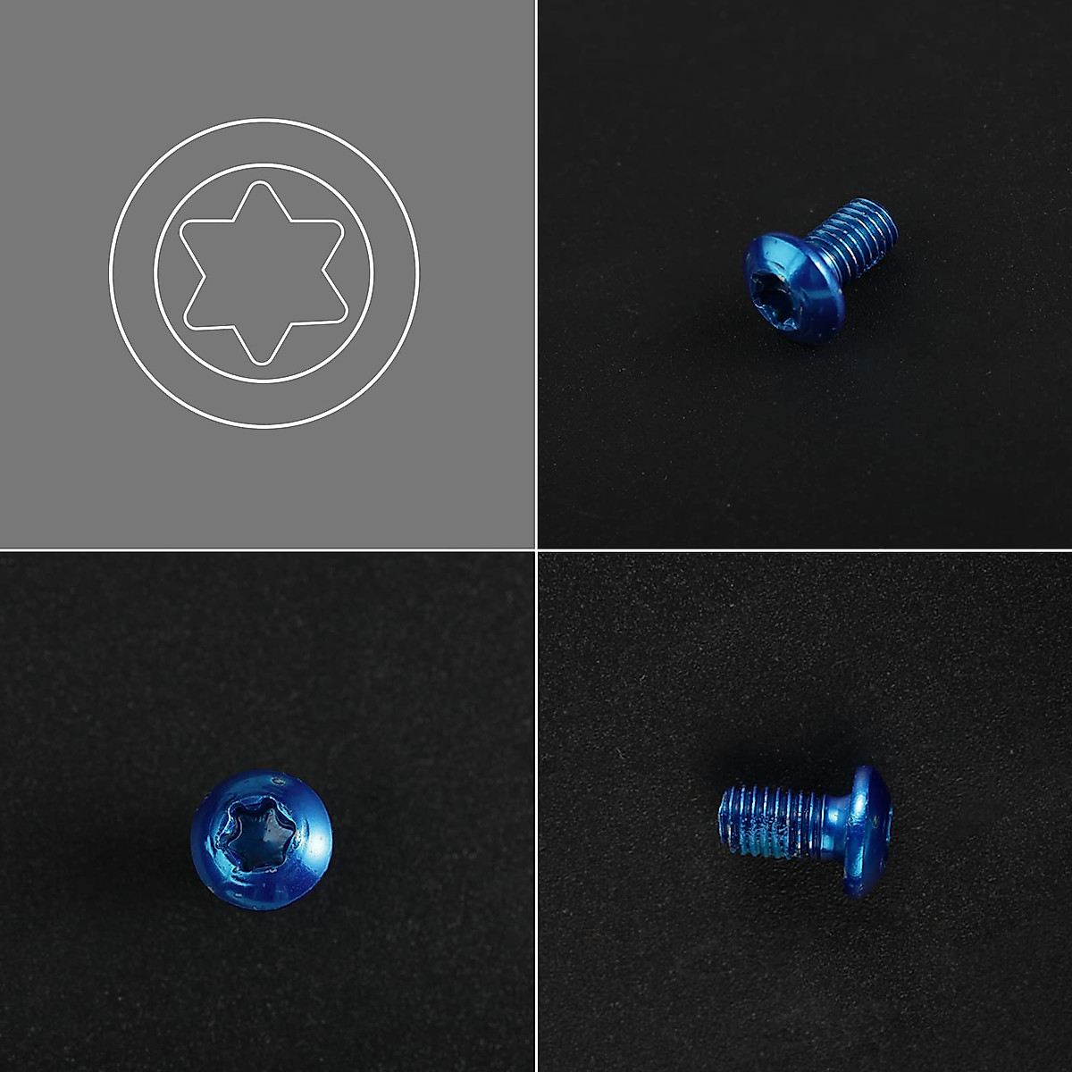 LEONTOOL 12 Pcs Bicycle Disc Brake Bolts M5x10mm MTB Rotor Bolts Blue Bicycle Rotor Screws Disc Rotor Bolts with 1 Pcs T25 Torx Wrench L for Road Bike Mountain Bike