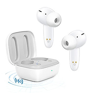QEZEZA Wireless Earbuds, Active Noise Cancelling Earbuds Bluetooth Earbuds 5.2 with 4-Mics, Stereo in-Ear Headphones with Wireless Charging Case for iPhone, Android