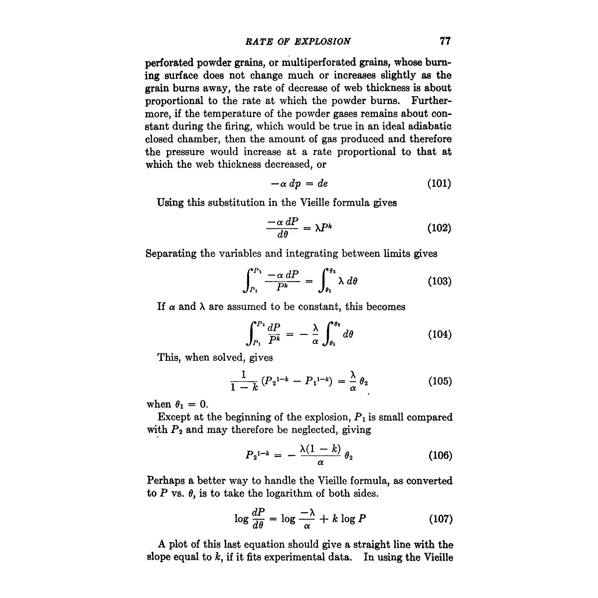 The Thermodynamics of Firearms. Design of firearms as heat engines and the interior and exterior ballistics of projectiles. NOTE PAGES 56 and 57 HAVE BEEN UPDATED. [ReImaged Loose Leaf Facsimile.]