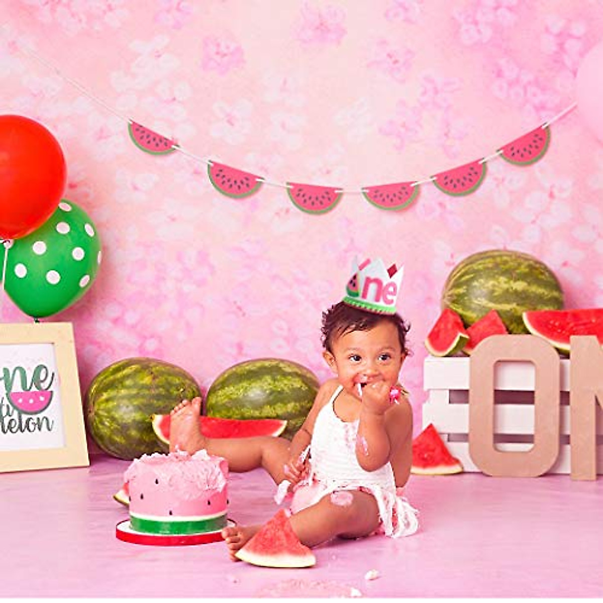 Watermelon Party Decorations For 1st Birthday - Watermelon Birthday Crown For Photo Booth Props And Backdrop Cake Smash, Best Watermelon Birthday Party Supplies For Kids (Watermelon Birthday Crown)