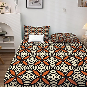 Flower Sheets Full Size, Floral Retro Bed Sheets, Patterned Bedding Sheets & Pillowcases 4 Piece Set - Soft Microfiber Deep Pocket Fitted Sheet & Flat Sheet & 2 Pillow Cases S3-&-133