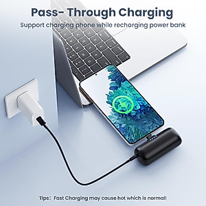 Mini Portable Charger USB-C Power Bank, 5200mAh Portable Phone Charger, Compact Plug in Battery Pack Compatible with iPhone 15/15Plus/15Pro/15Pro Max Samsung S23/S22 Moto iPad Pro Android Phone etc