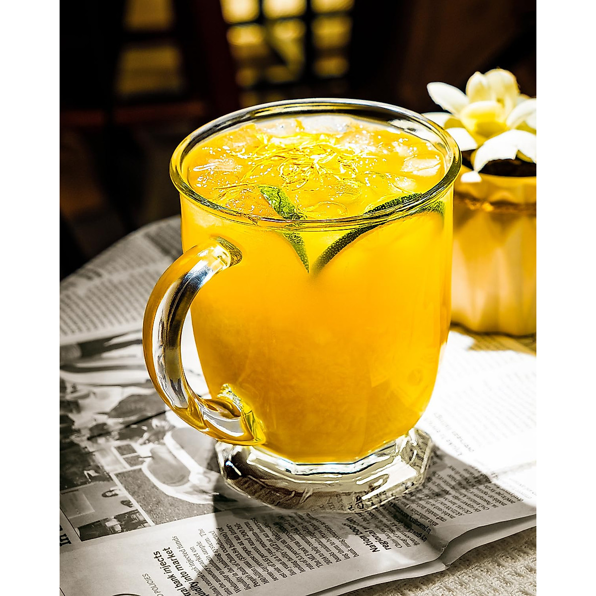 LUXU 24 OZ Glass Coffee Mugs(Set of 2),Large Clear Coffee Mug,Glass Mugs With Handles for Hot and Cold Beverages,Durable Mugs for Tea, Cappuccino, Latte,Coffee,Juice,Milk,Hot Chocolate,Beer Mugs